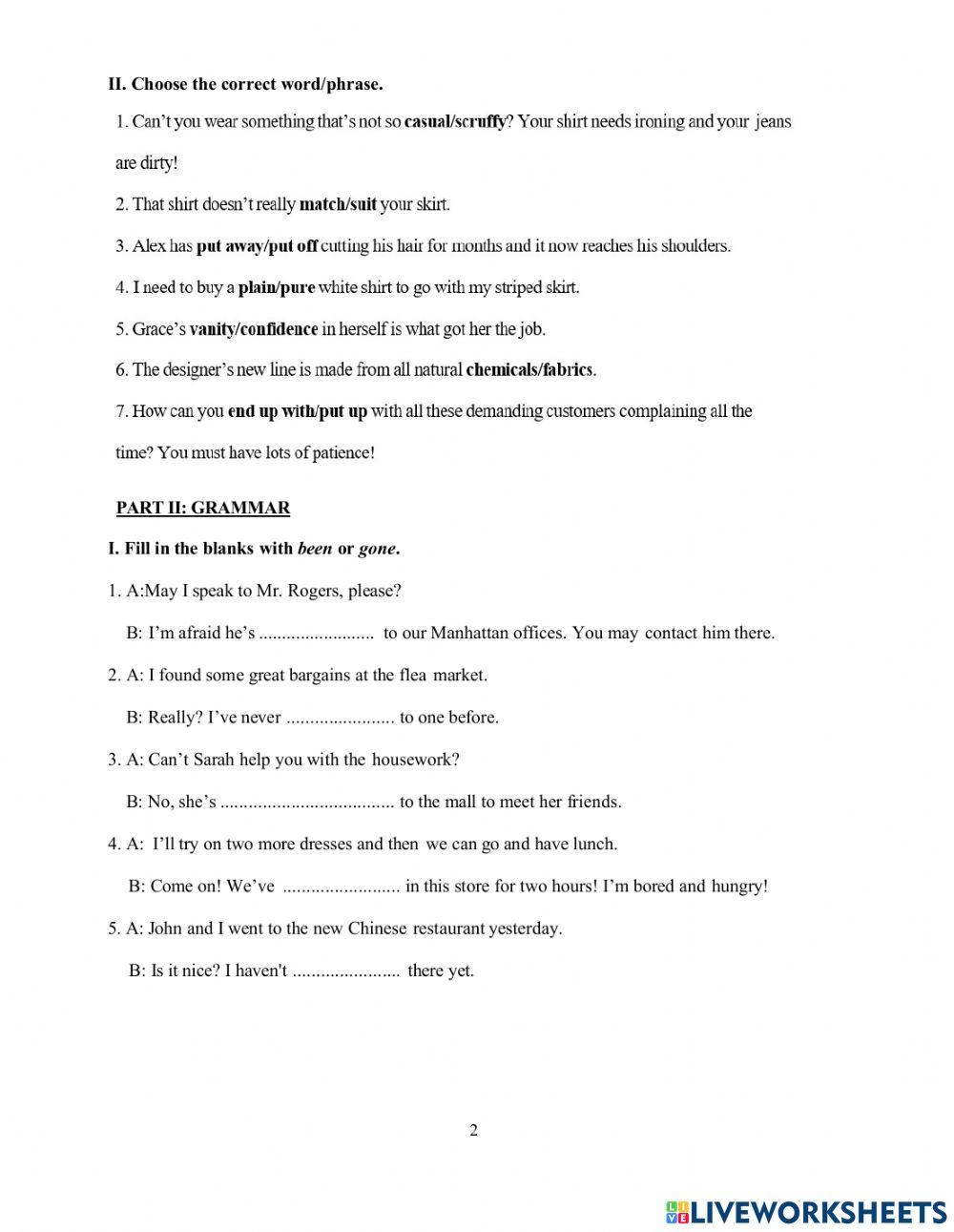 DS - Access 4 - Test 2 Vocab + Gr worksheet | Live Worksheets