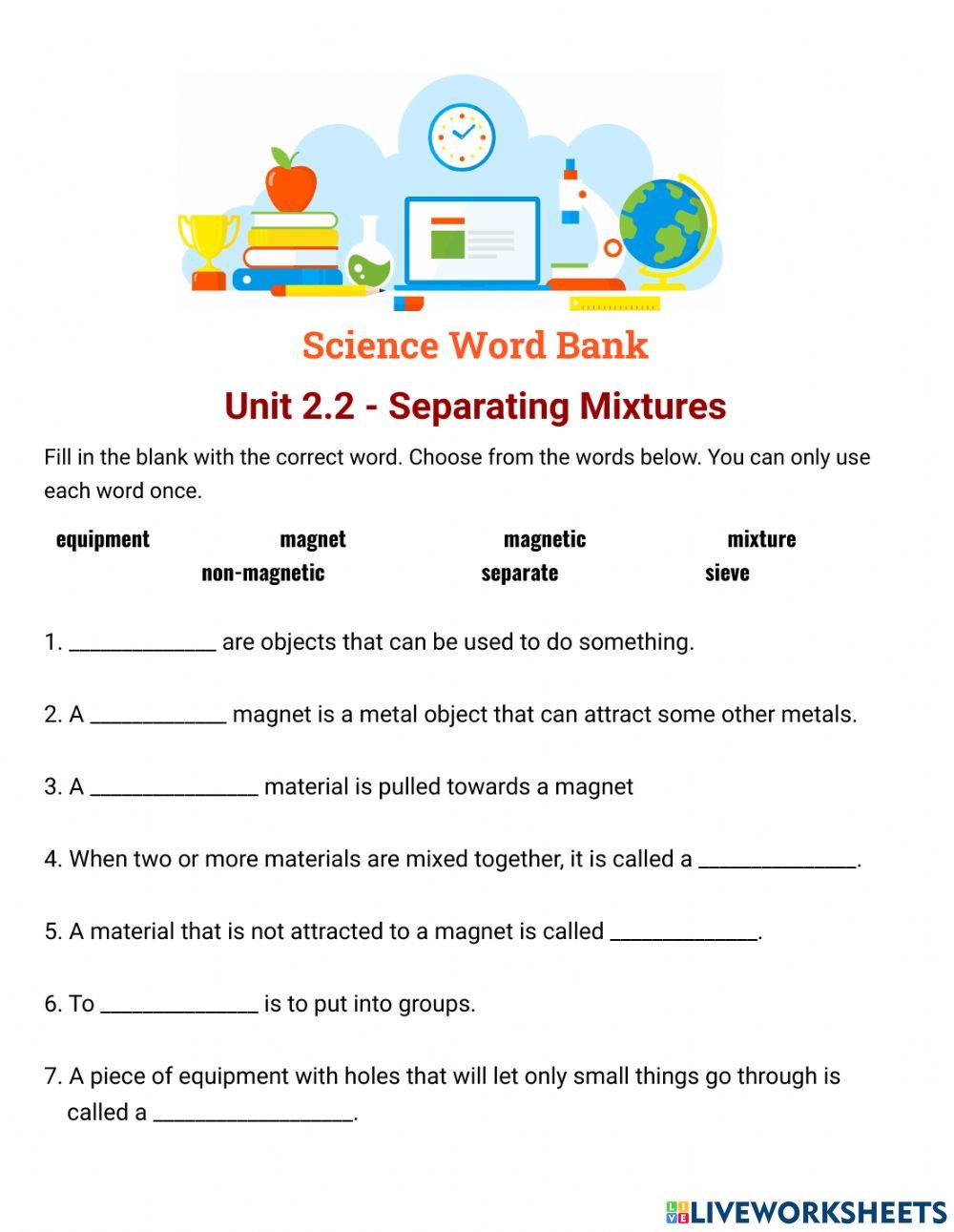 Word bank Unit 2.2 worksheet | Live Worksheets