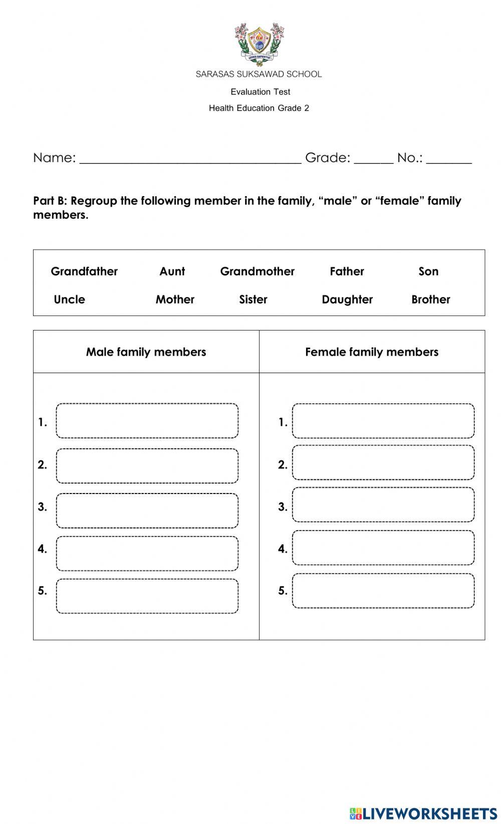 Part B Evaluation Test Grade 2 | Frincess Angellie