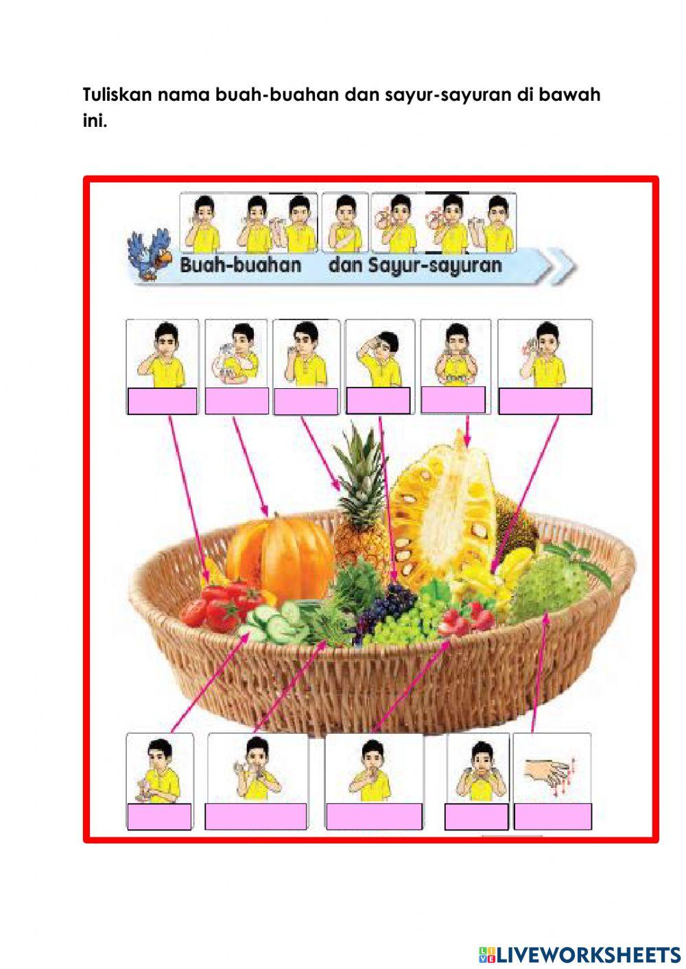 Bik buah-BUAHAN & sayur-SAYURAN th2 worksheet | Live Worksheets