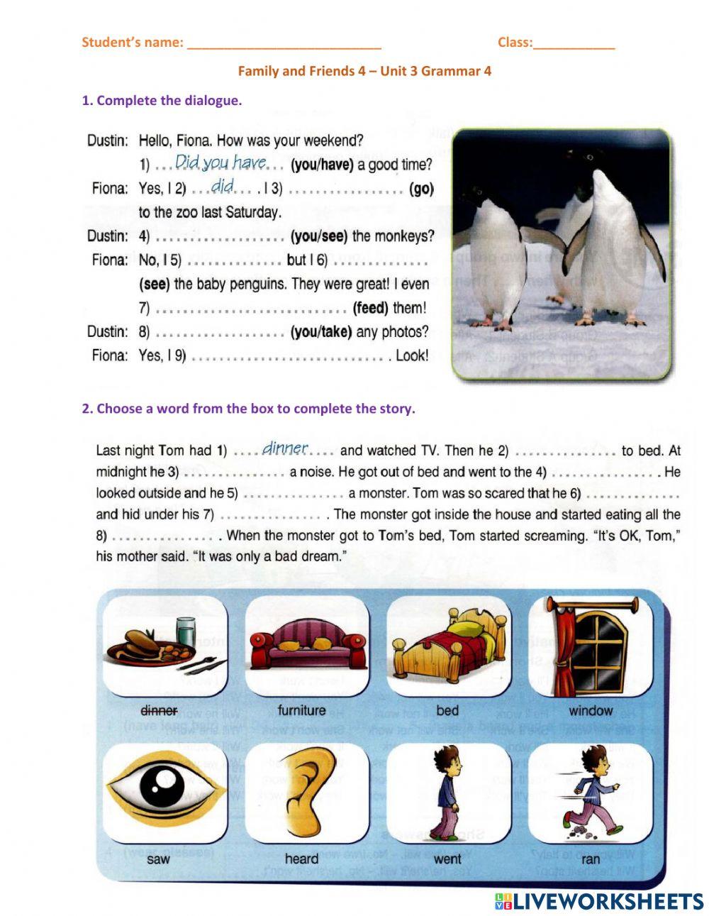 FF4 Unit 3 Grammar 4 worksheet | Live Worksheets