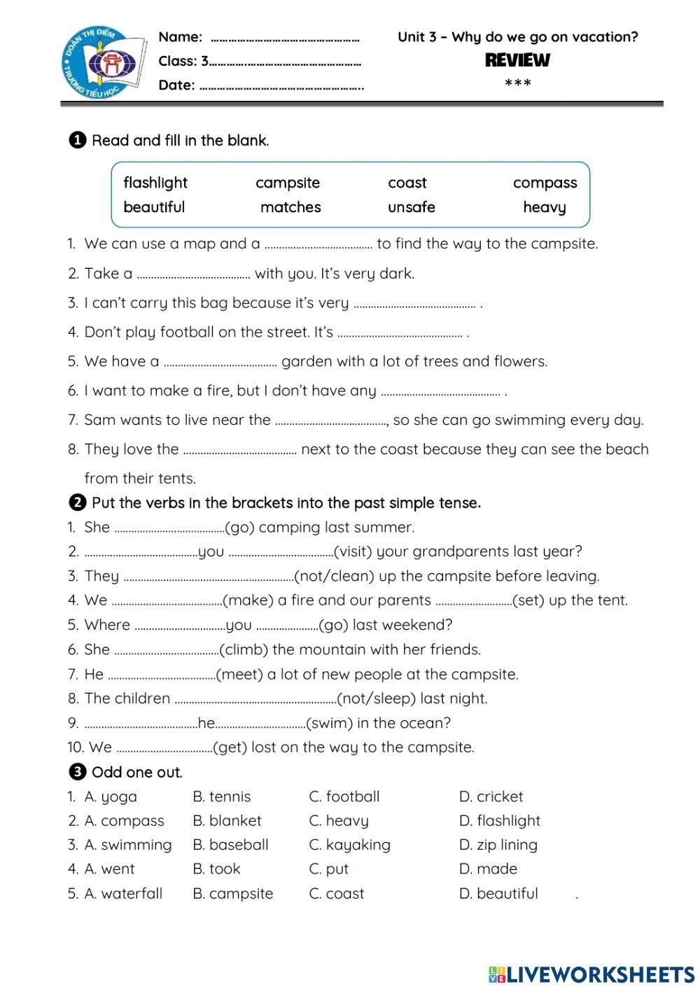 G3-Unit3-Review worksheet | Live Worksheets