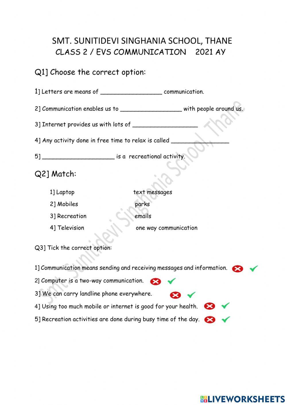 Communication live worksheet -1 6732858 | appy | Live