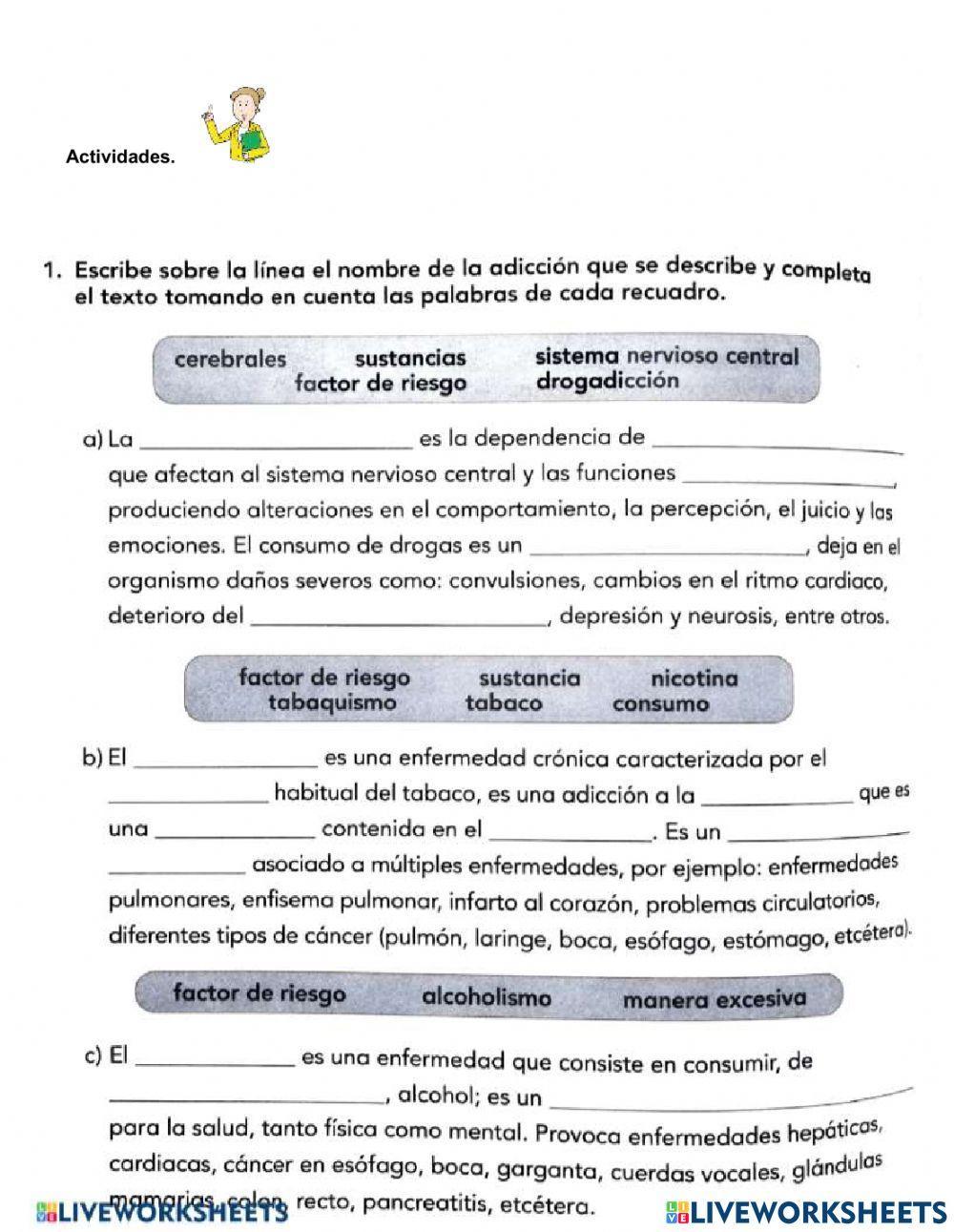 Adicciones y cu… | Free Interactive Worksheets | 1474640