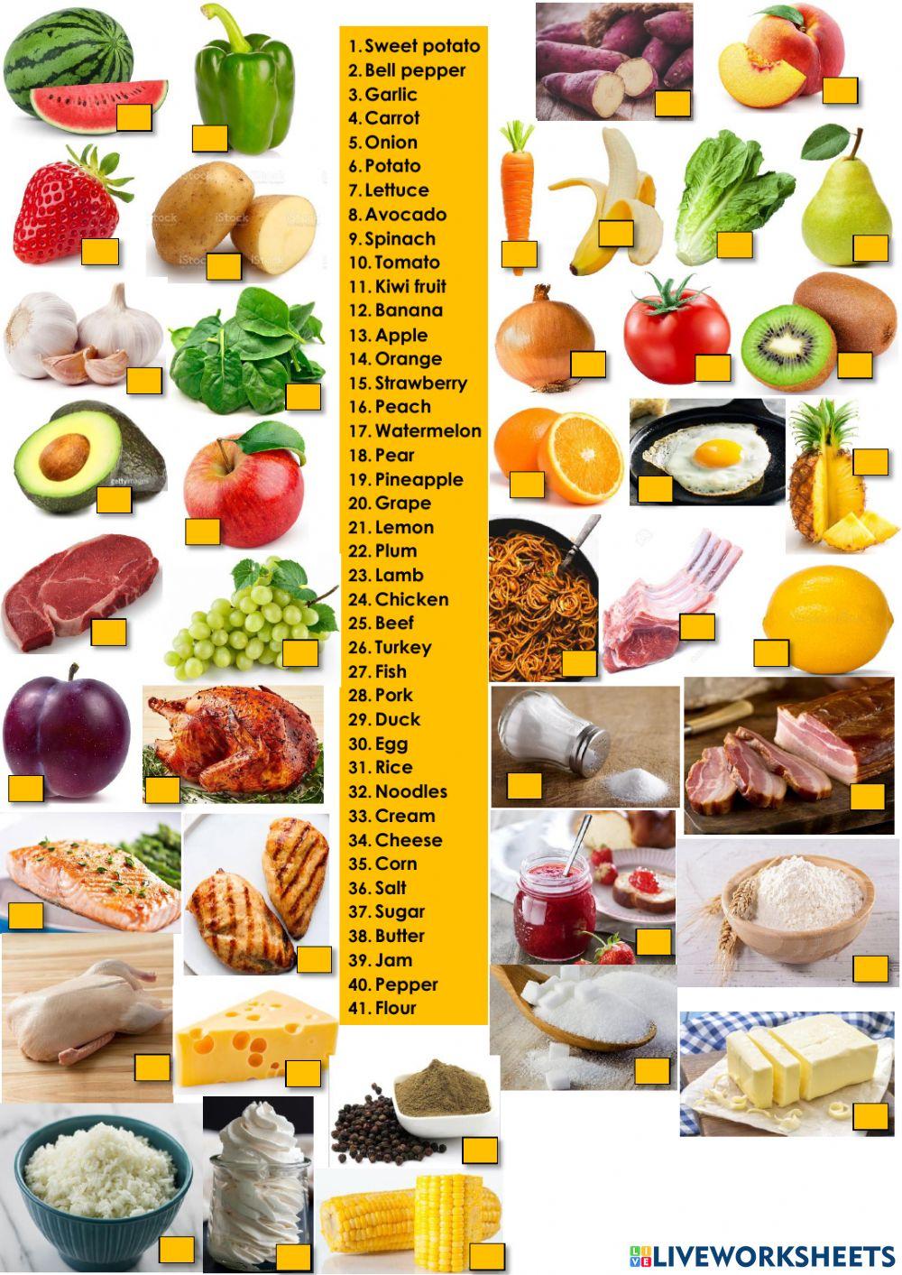 Food online exercise for Grade 5 | Live Worksheets