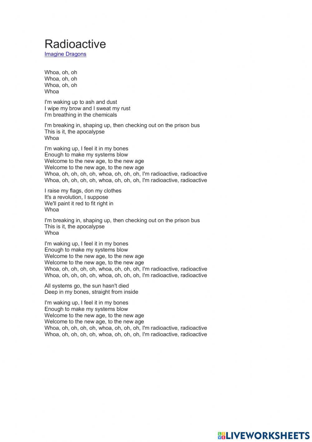 Radioactive Imagine Dragons Lyrics