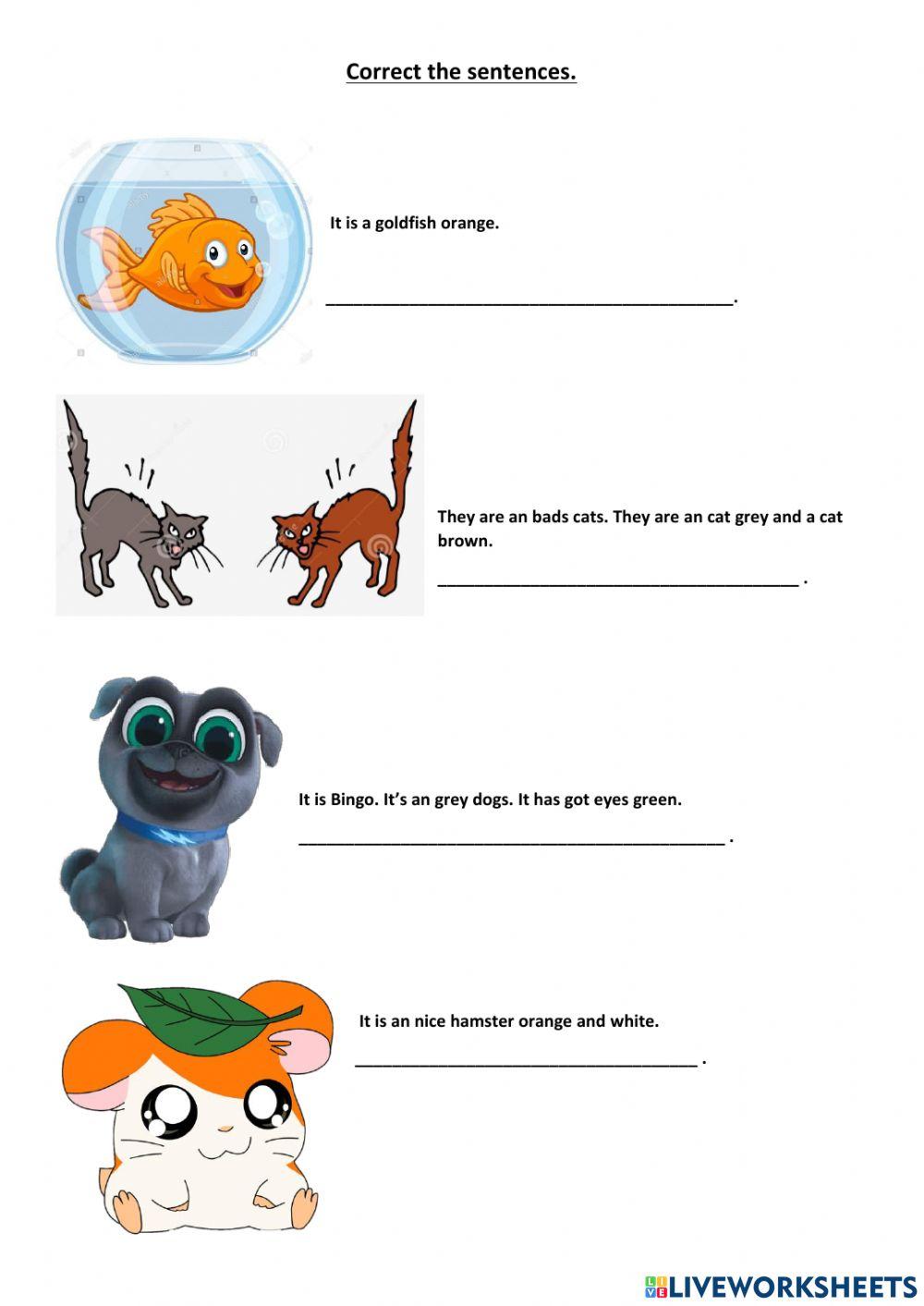 Correct the sentences interactive exercise | Live Worksheets