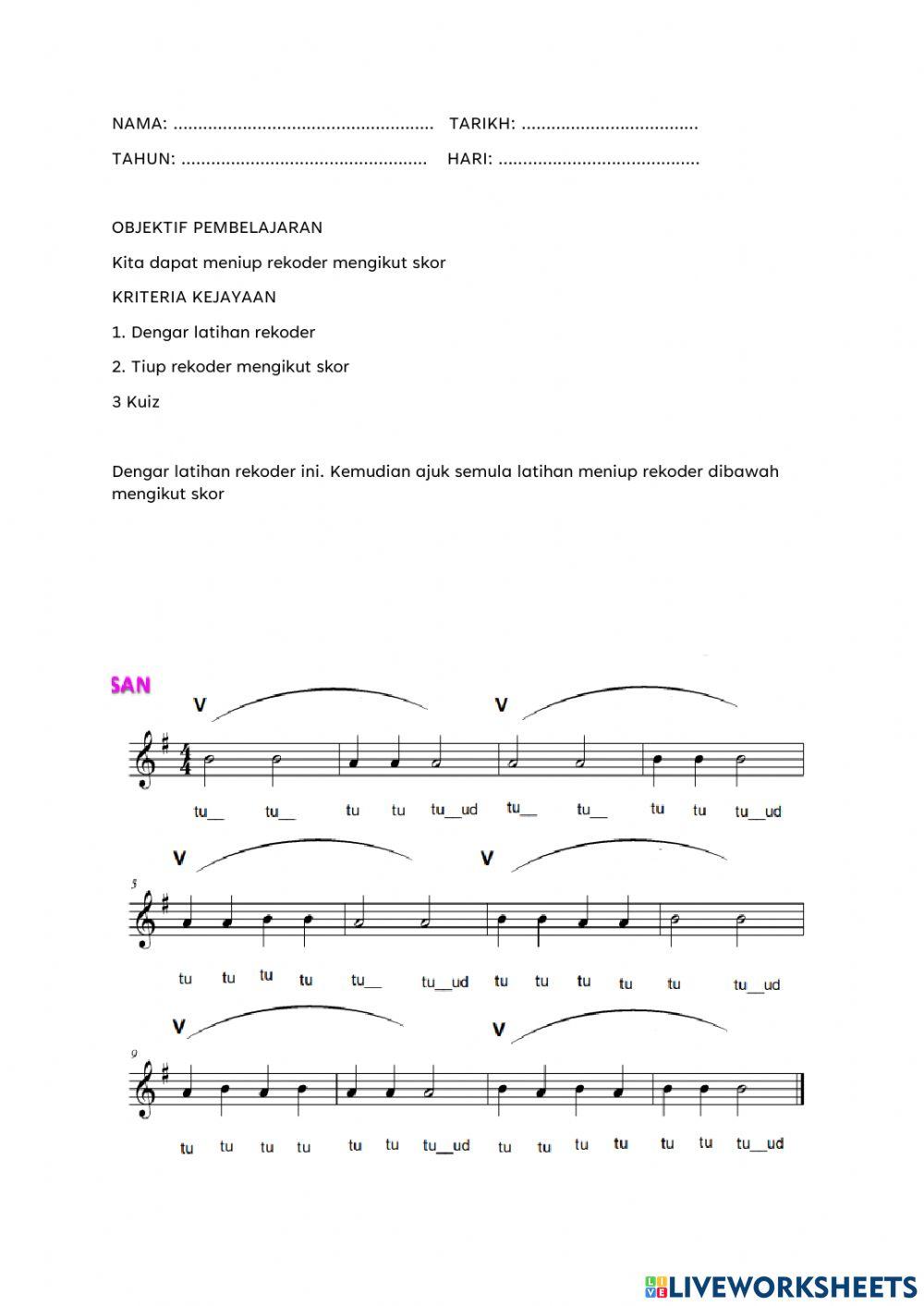 1545806 | Rekoder | MAHIRAN BINTI MAN | LiveWorksheets