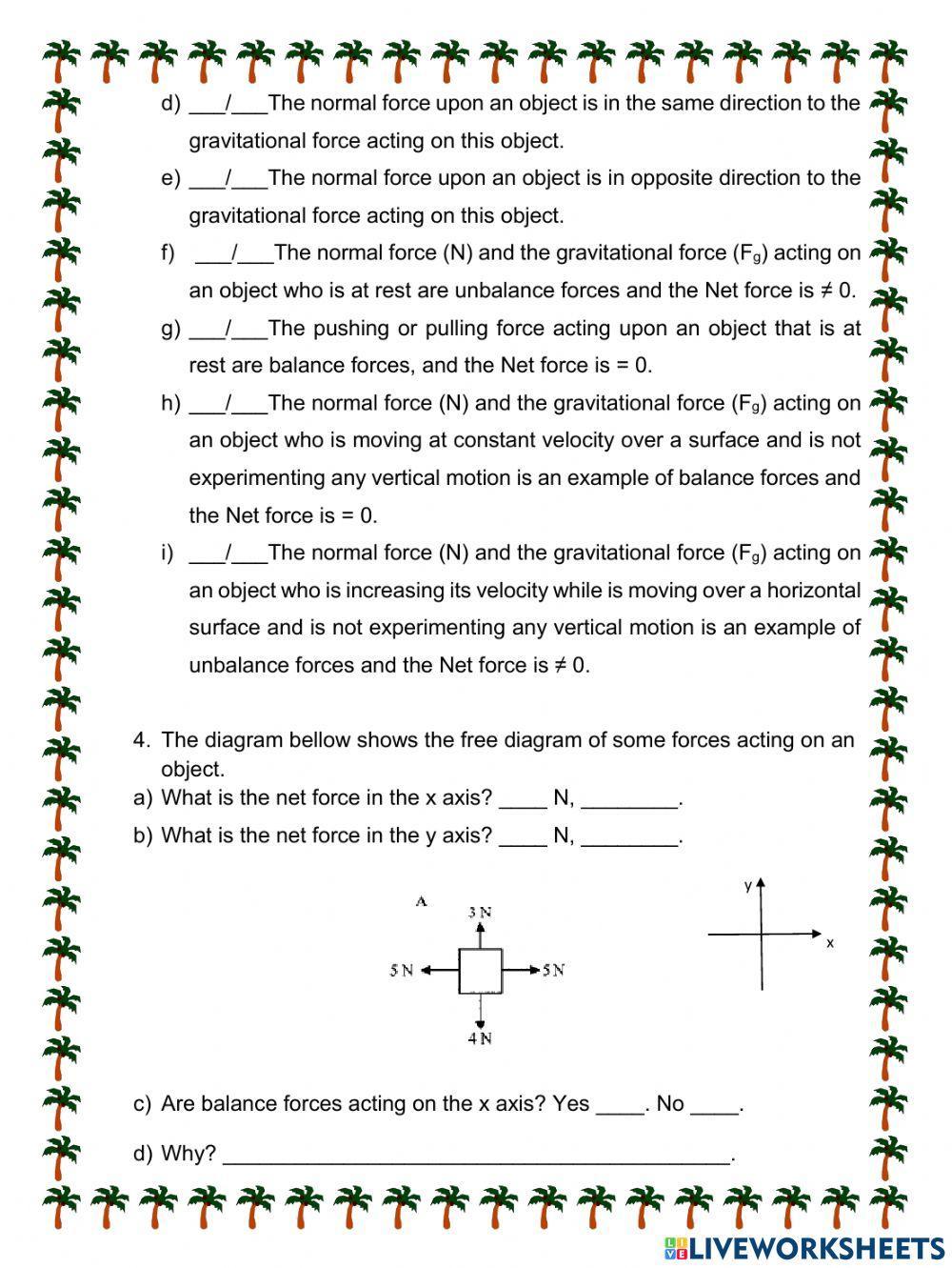 net force physics worksheet