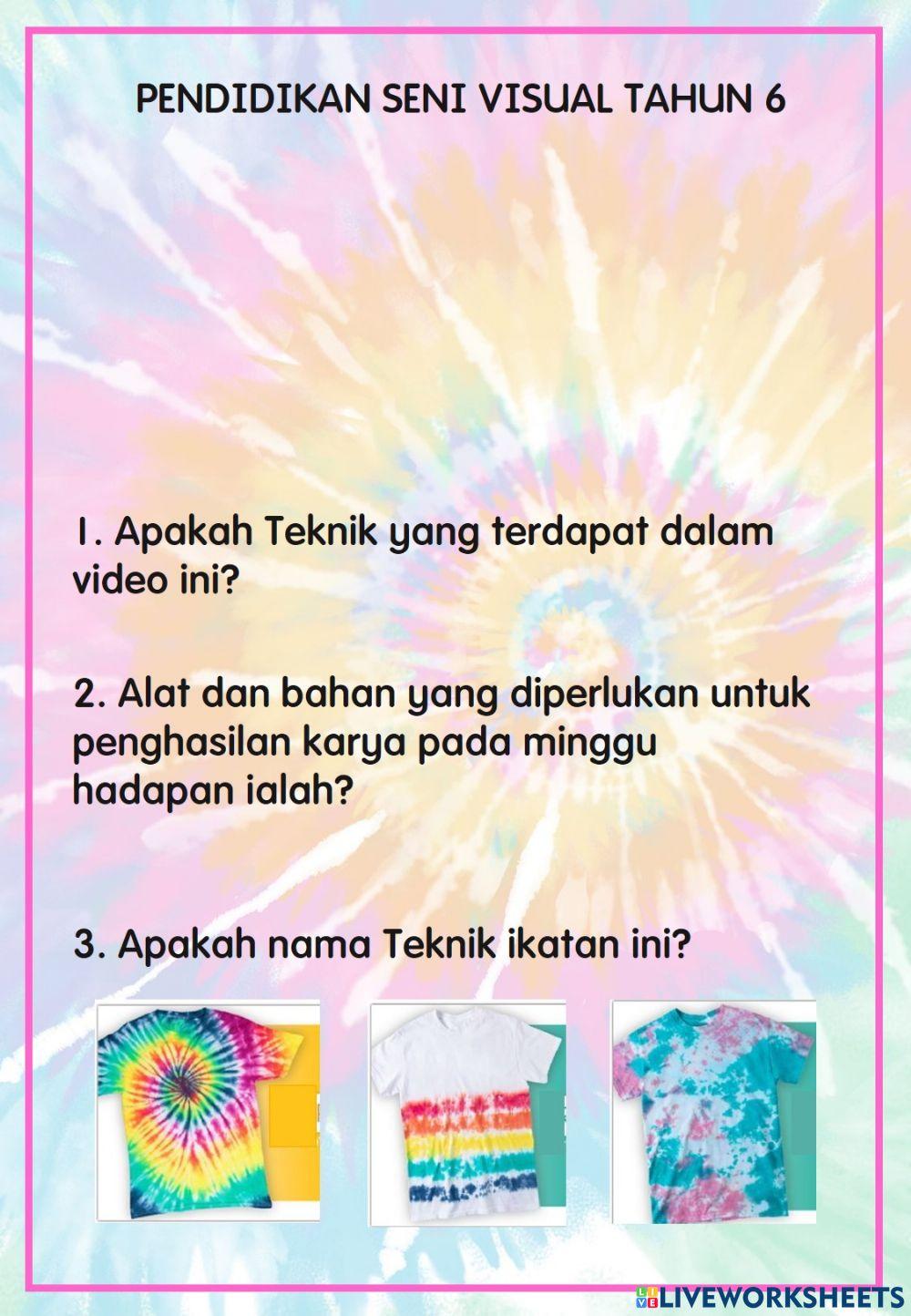 Pendidikan seni visual online pdf exercise for tahun 6 | Live Worksheets