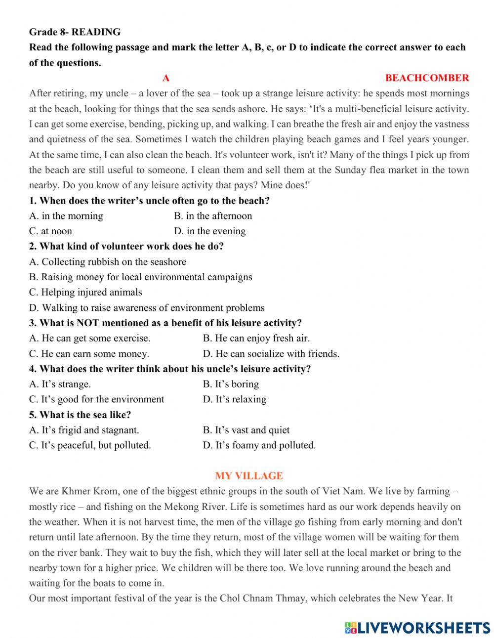 Grade 8- Mid Term Revision (cont) worksheet | Live Worksheets