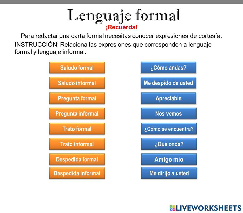 Lenguaje formal-Expresiones de cortesía online exercise for | Live ...