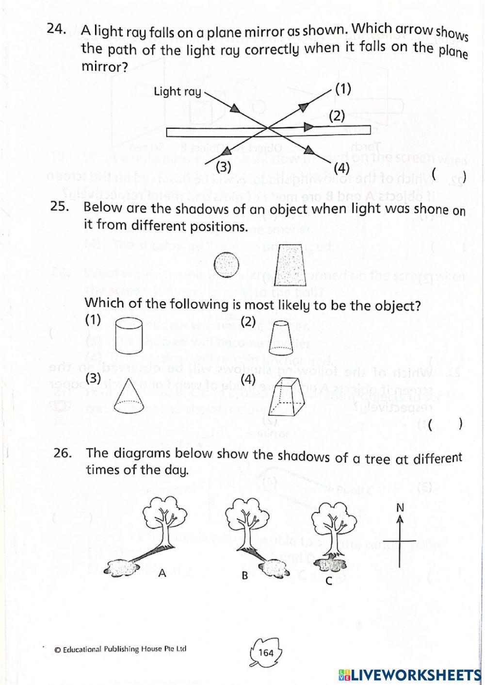 Light and Shadow | Free Interactive Worksheets | 1547299