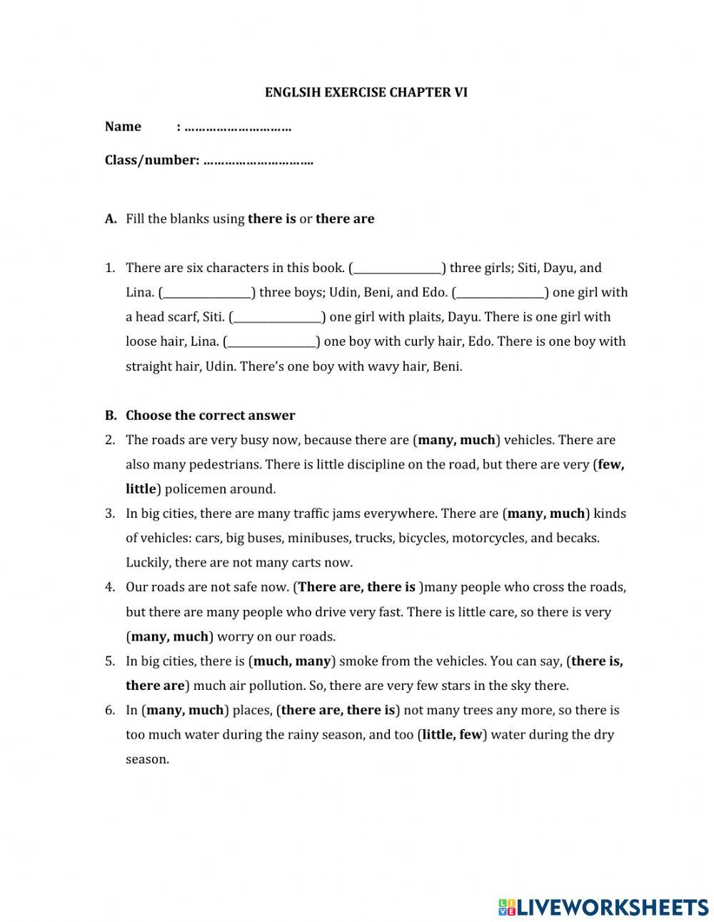 Chapter VI worksheet | Live Worksheets