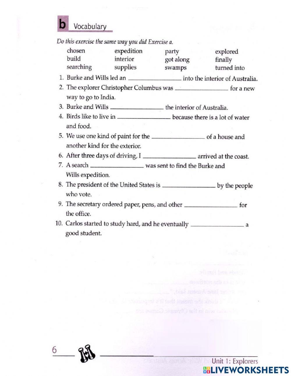 explorers online exercise for | Live Worksheets