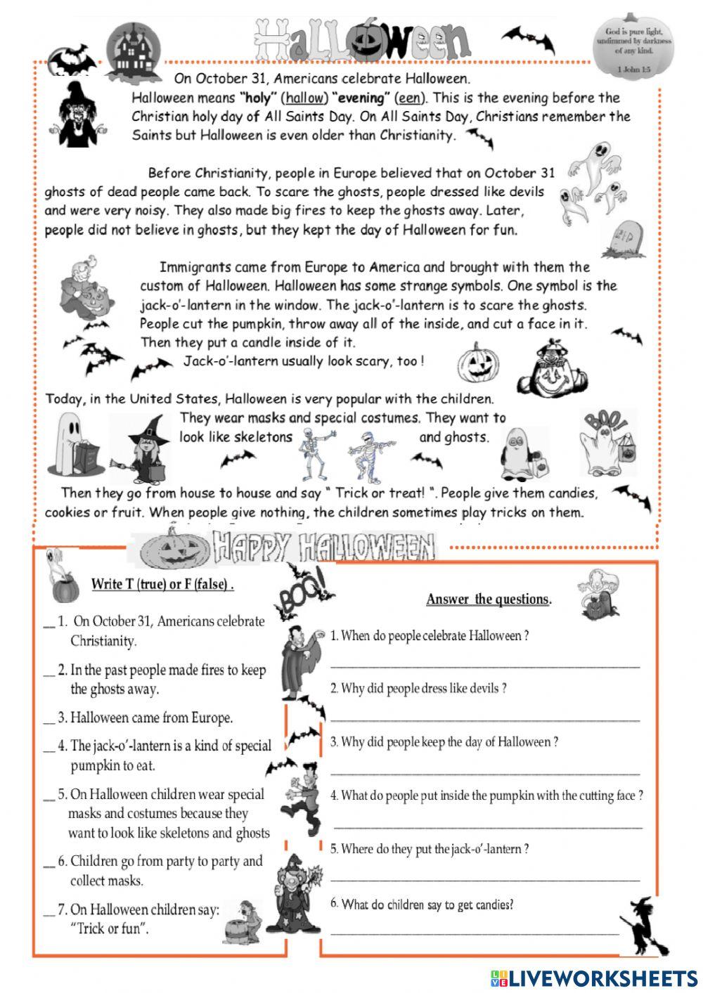 G4-Halloween WS worksheet | Live Worksheets