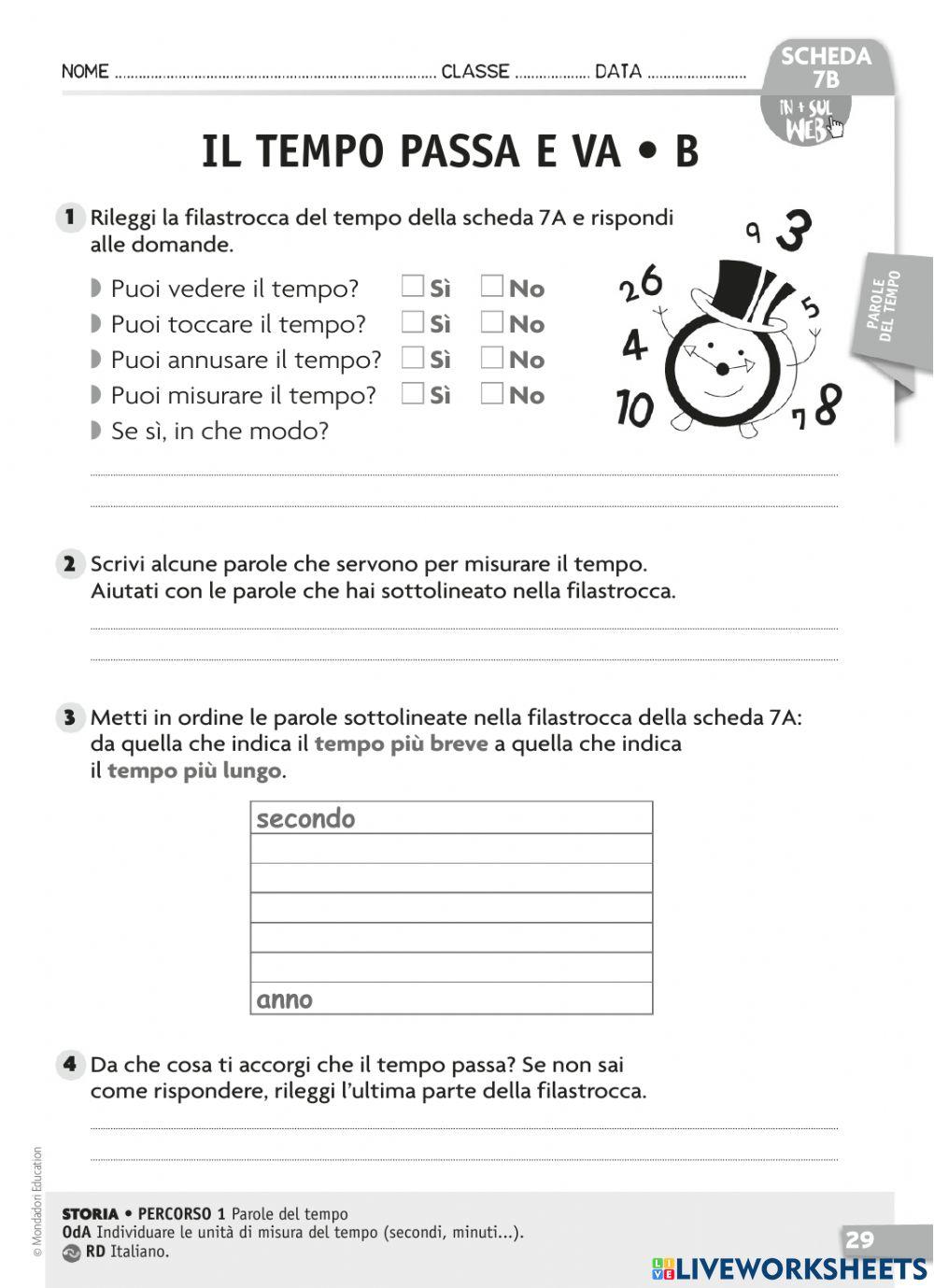 TEMPO PASSA E VA 2 online exercise for | Live Worksheets