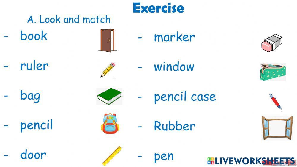 School things online exercise for 1 | Live Worksheets