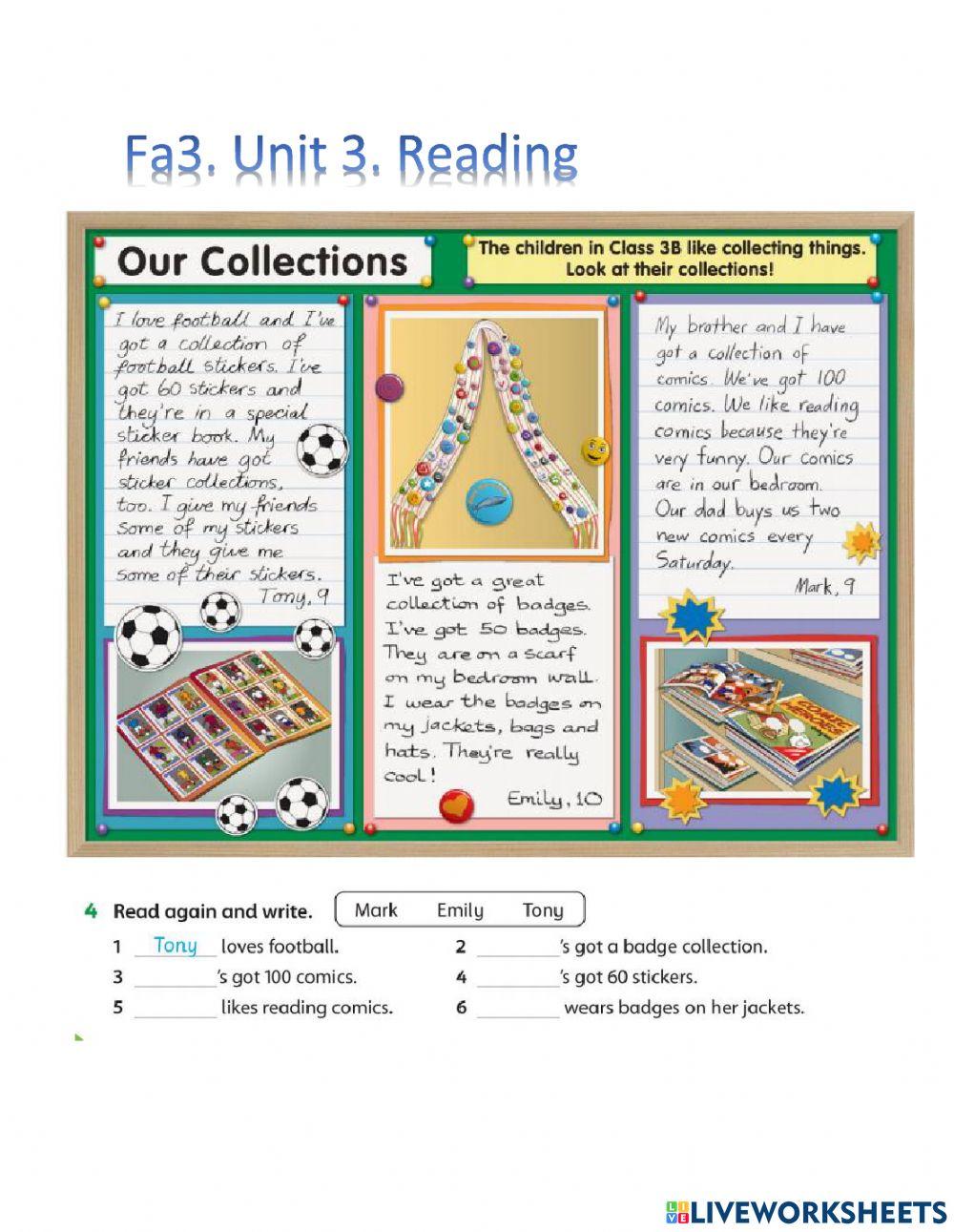 F3.Unit 3. Reading worksheet | Live Worksheets