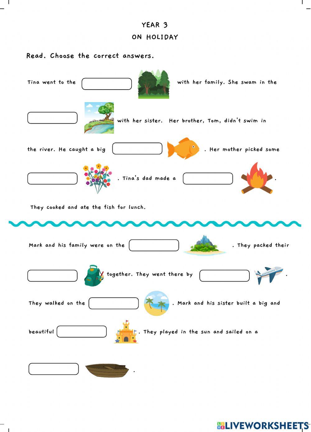On Holiday interactive exercise for Year 3 | Live Worksheets