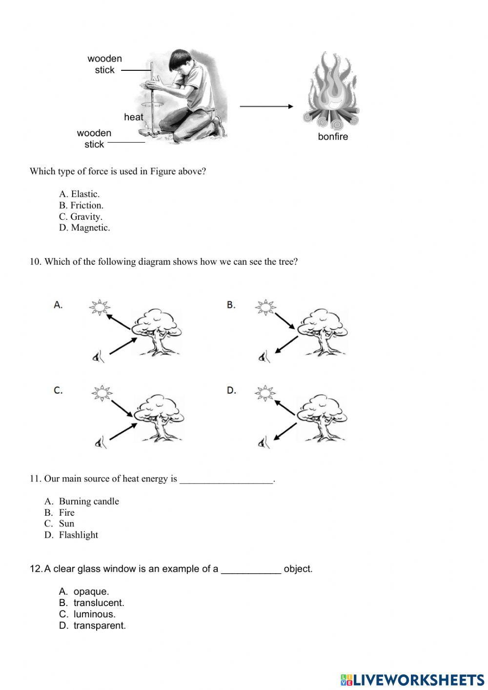 Yr 5 Science Re… | Free Interactive Worksheets | 1548801