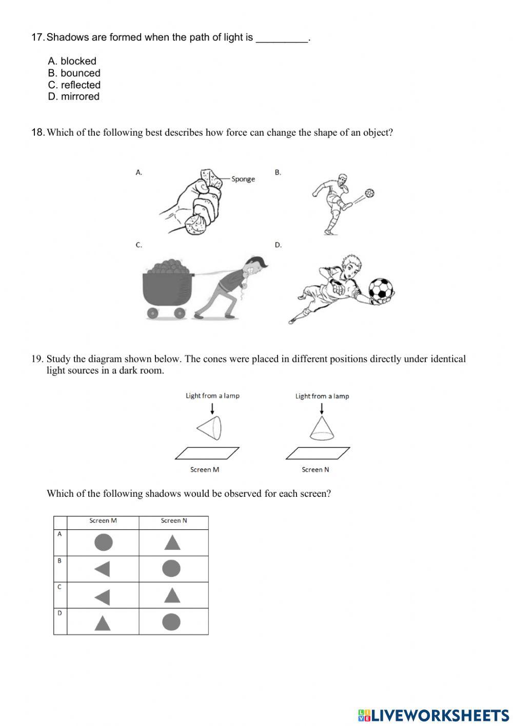 Yr 5 Science Re… | Free Interactive Worksheets | 1548801