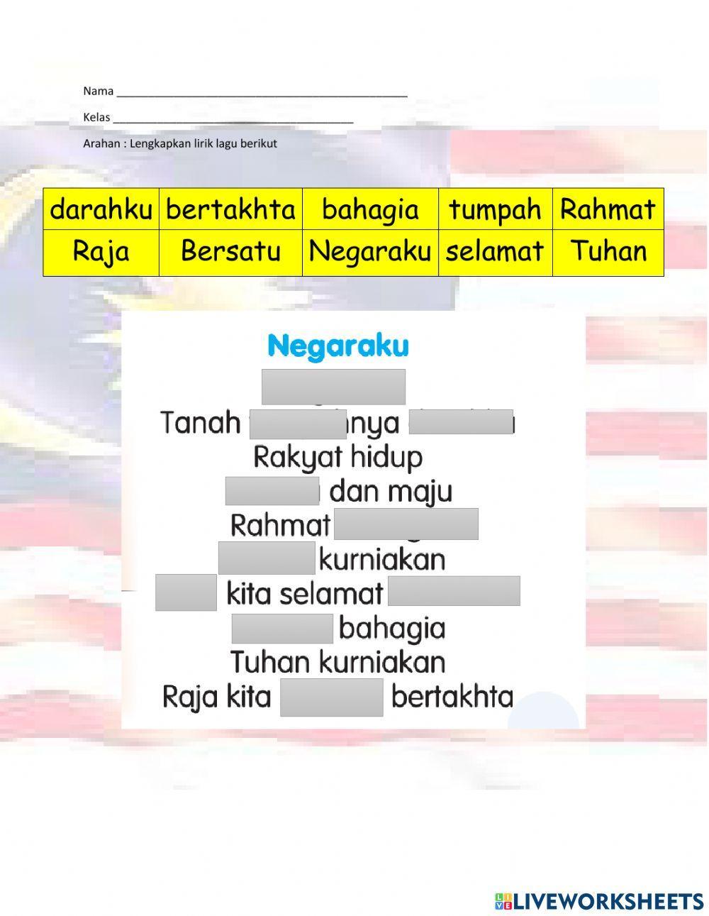 Negaraku | LiveWorksheets | 1548885