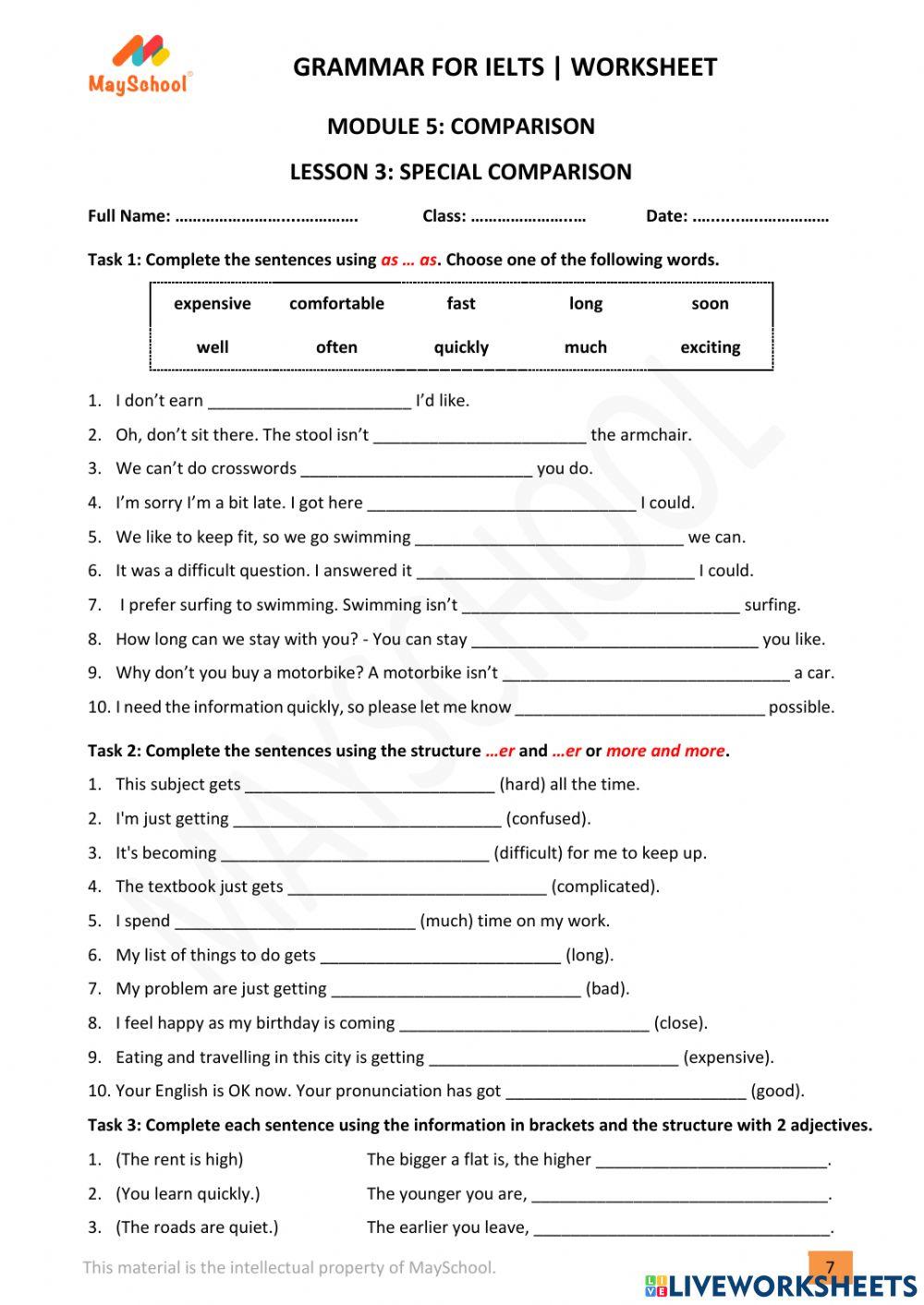 M5L3 - Comparis… | Free Interactive Worksheets | 3575479