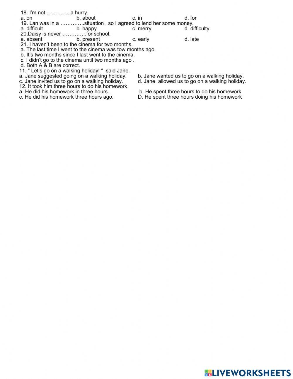 Midterm-e10-UNIT2B worksheet | Live Worksheets