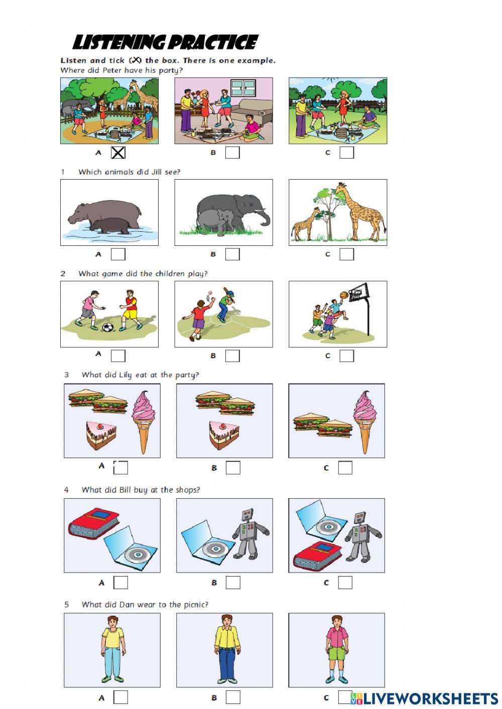 Listening pract… | Free Interactive Worksheets | 3450829