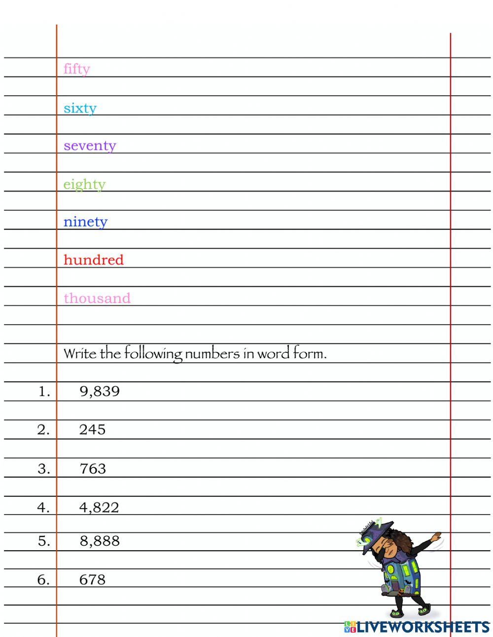 Number Wordsq worksheet | Live Worksheets