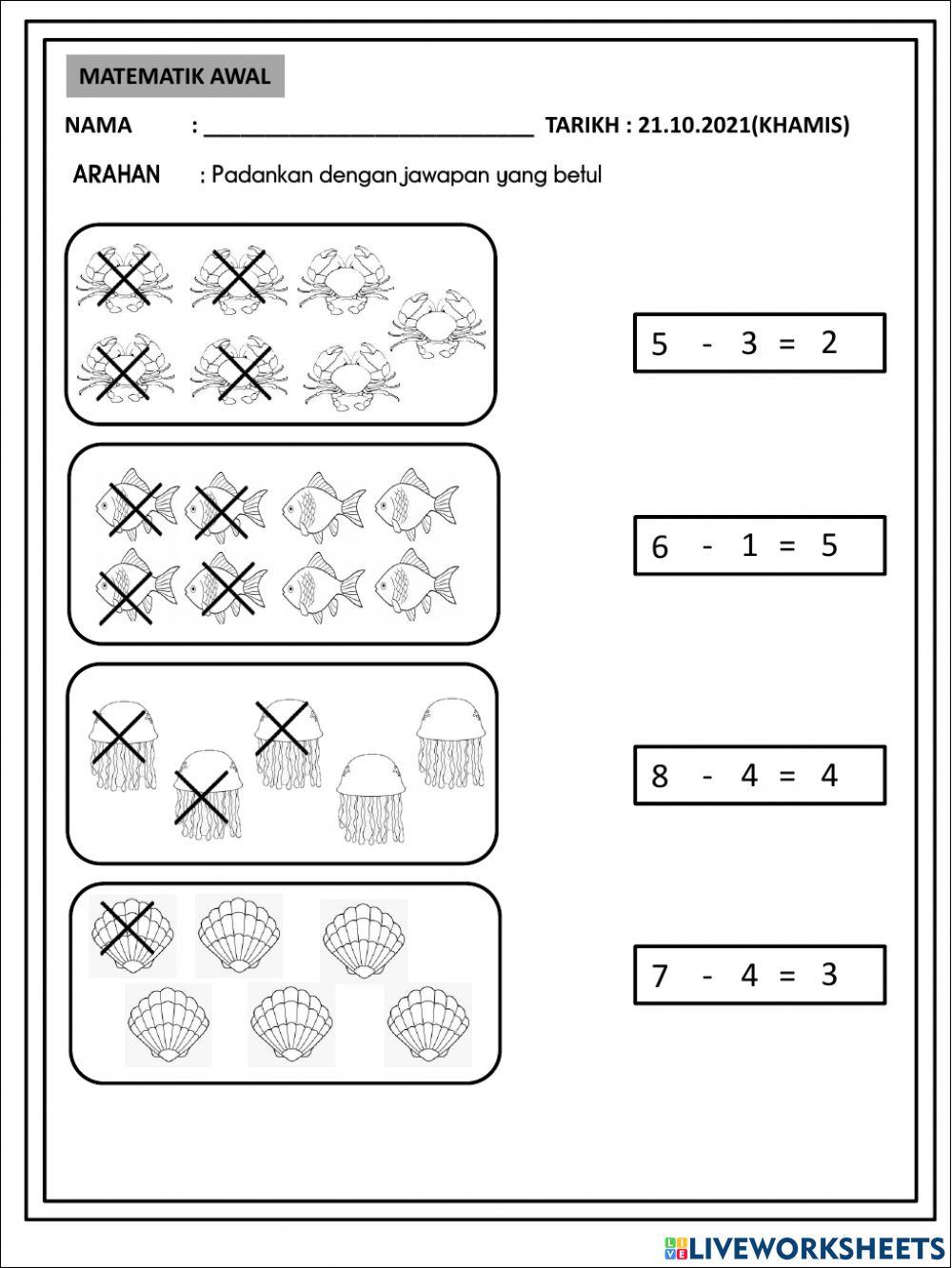 MATEMATIK AWAL PRASEOLAH SKPB online exercise for | Live Worksheets
