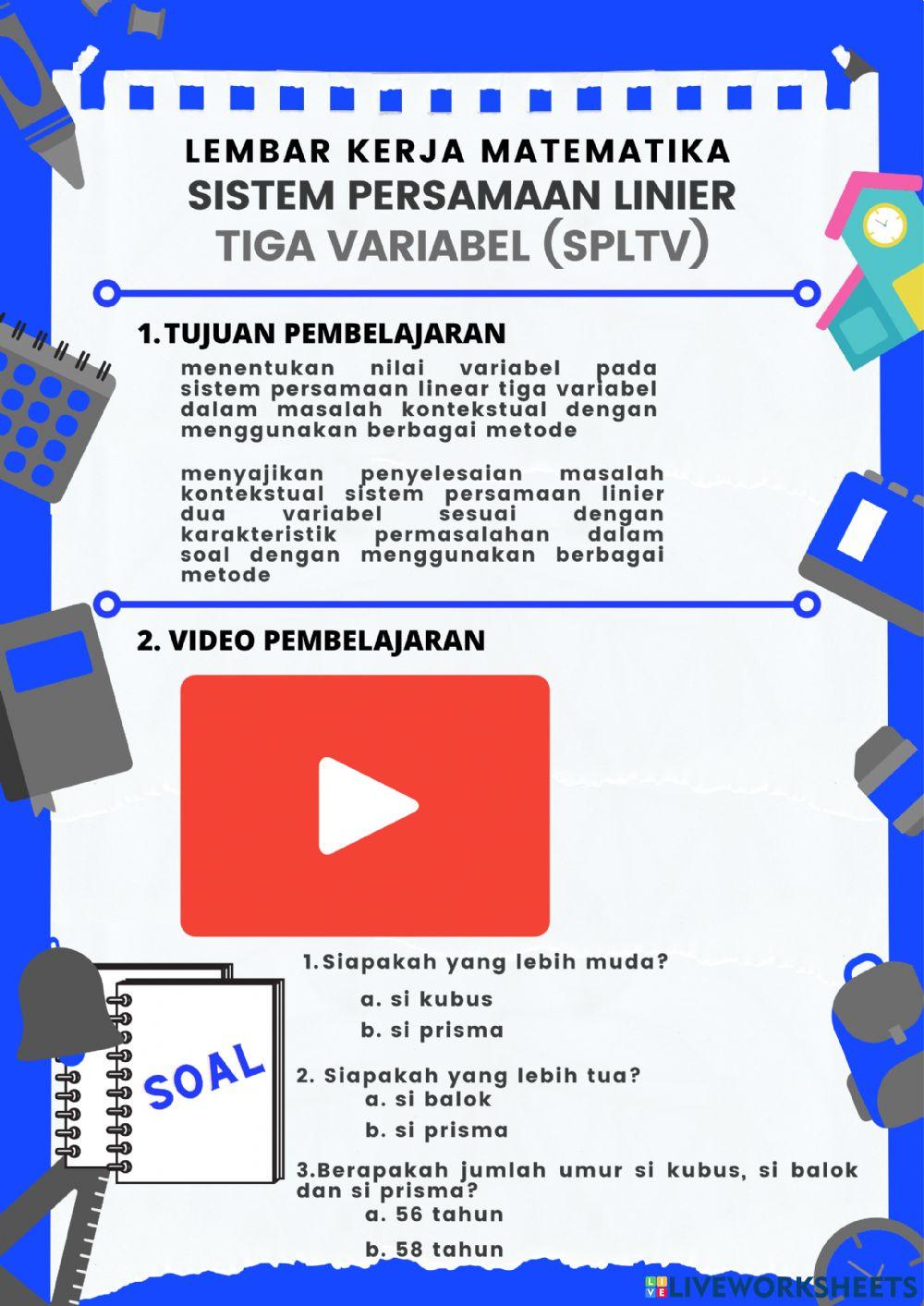 Spltv online exercise for X | Live Worksheets
