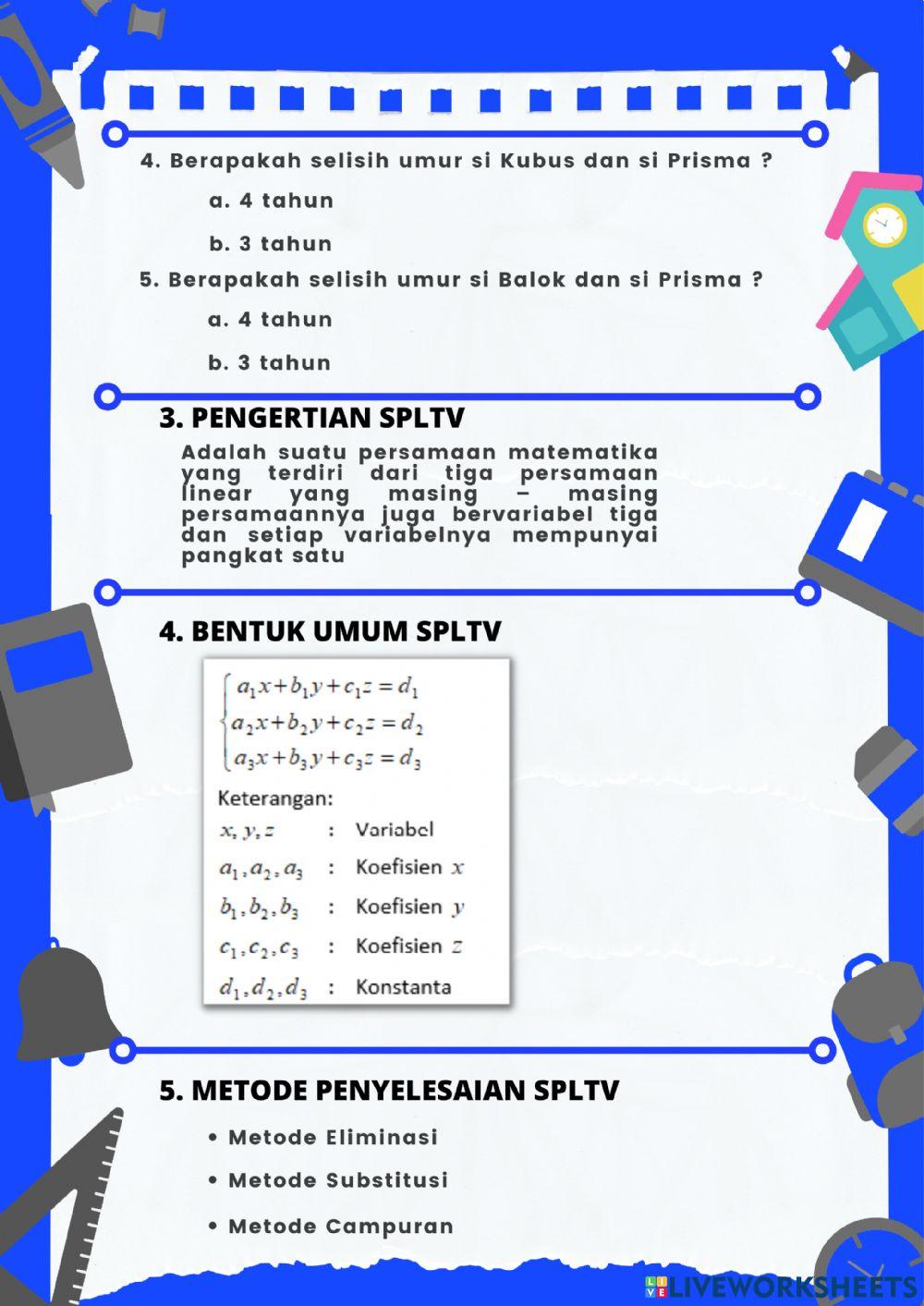 Spltv online exercise for X | Live Worksheets