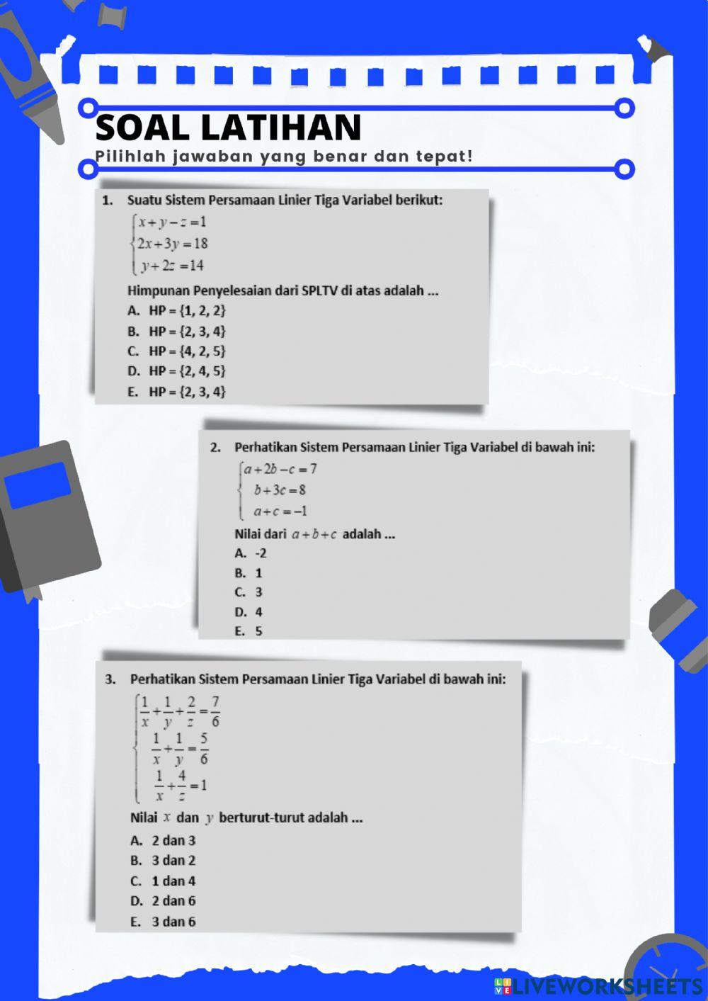 Spltv online exercise for X | Live Worksheets