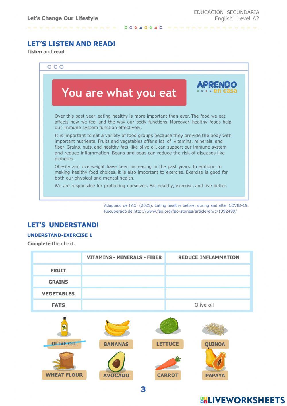 Let’s Change Our Lifestyle exercise for 7th term. 5th grade. | Live ...