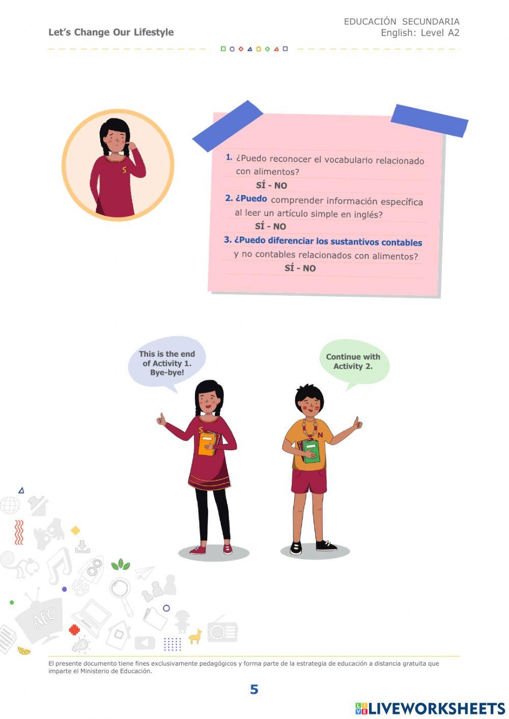 Let’s Change Our Lifestyle exercise for 7th term. 5th grade. | Live ...