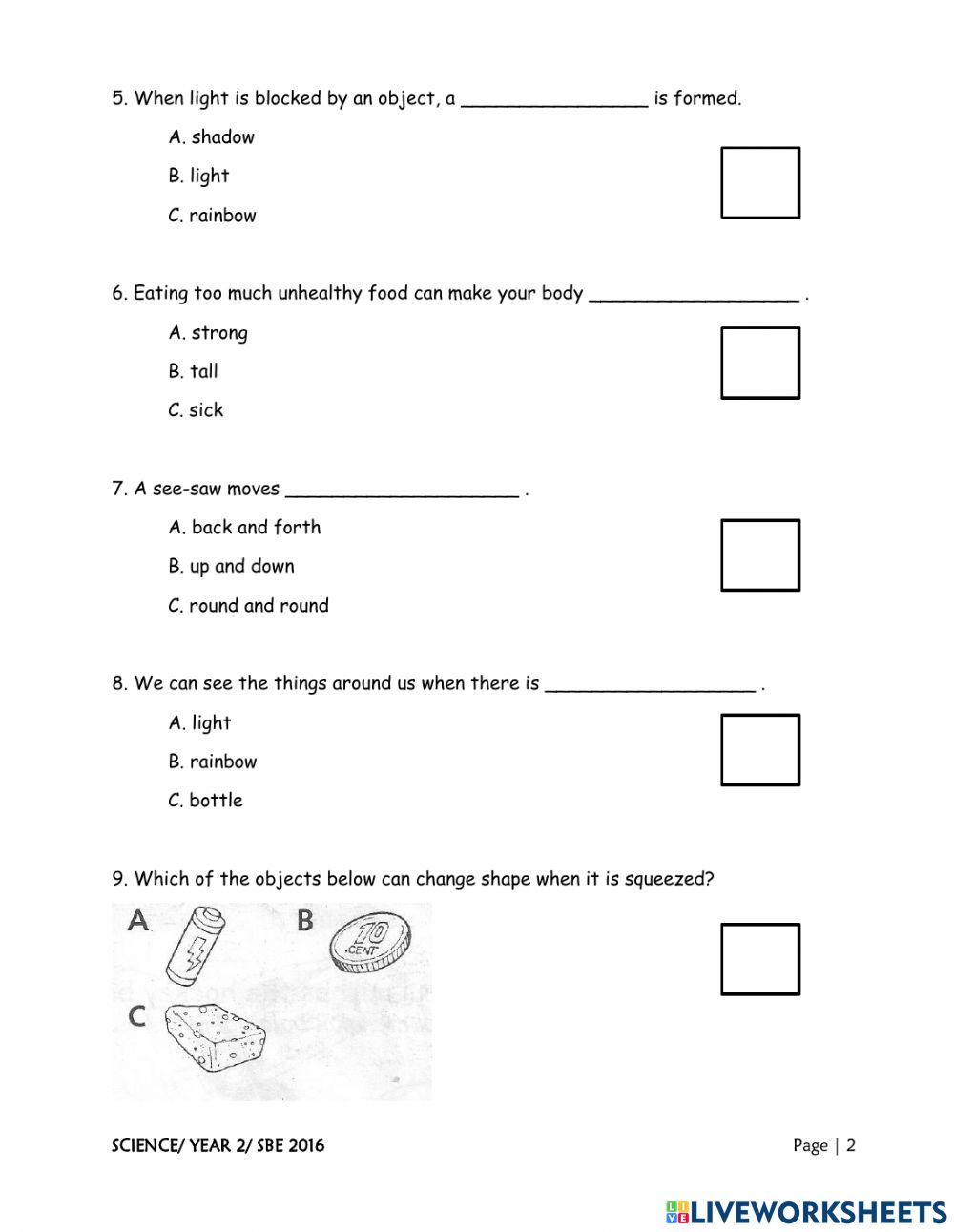 Revision Year 2 | Free Interactive Worksheets | 4004943