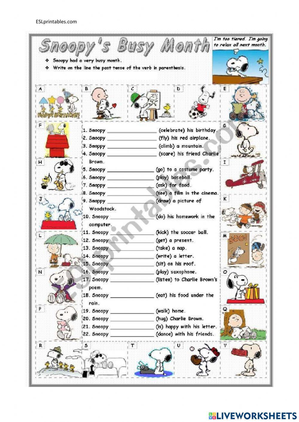 Snoopy Busy Mon… | Free Interactive Worksheets | 6751406