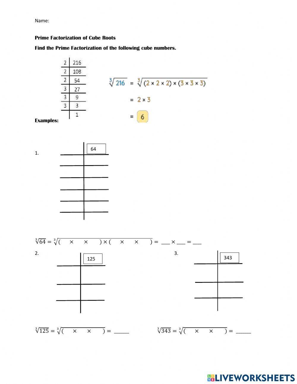 Prime Factoriza… | Free Interactive Worksheets | 1553342