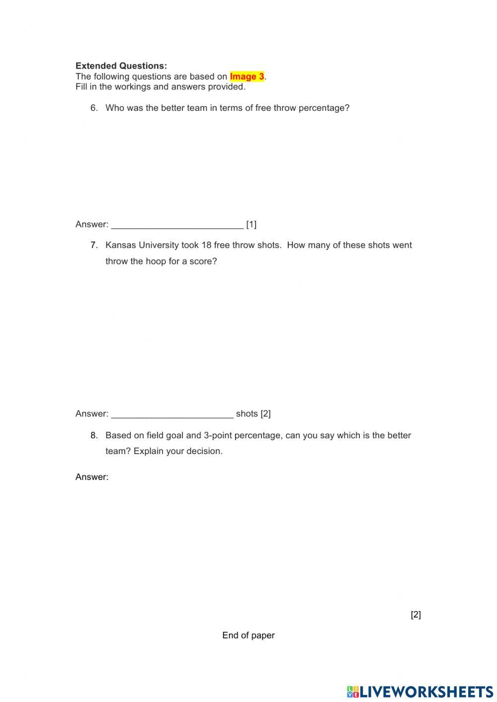 Stage 3 Maths Literacy online exercise for | Live Worksheets
