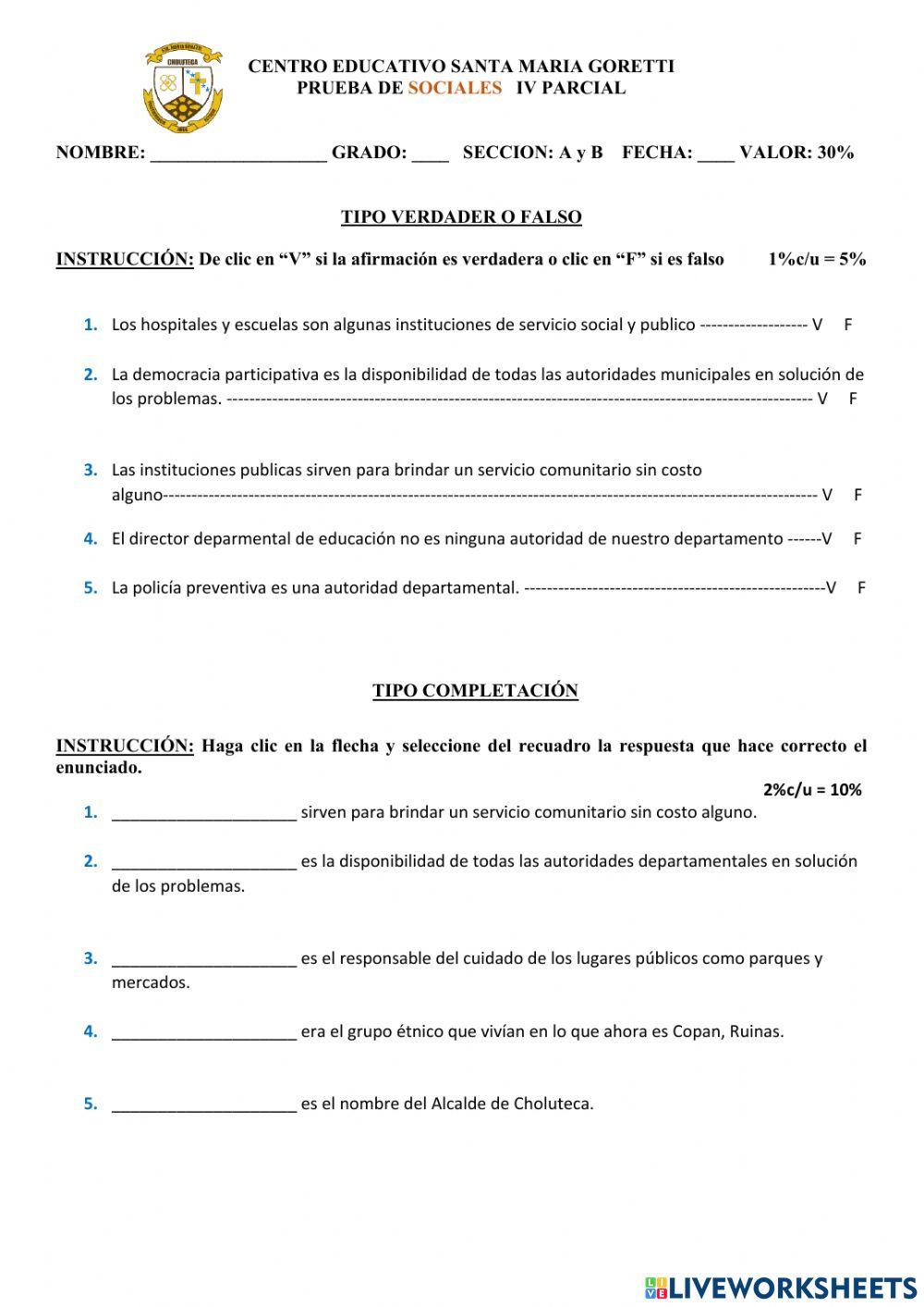 Examen de Ciencias Sociales 1550464 | Melissa Meraz