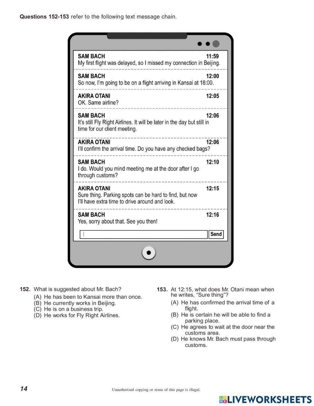 TOEIC reading t… | Free Interactive Worksheets | 1551210