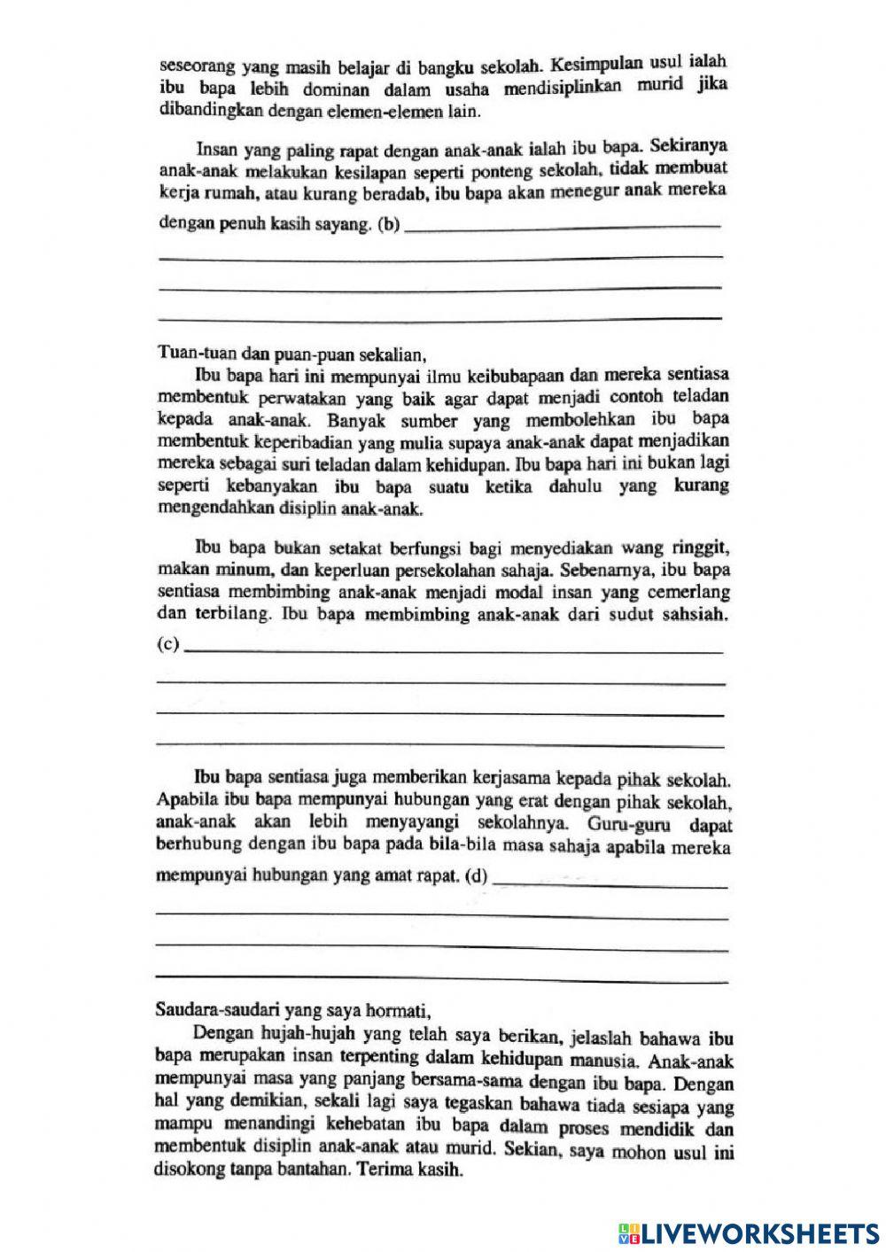 Karangan Jenis Perbahasan worksheet | Live Worksheets
