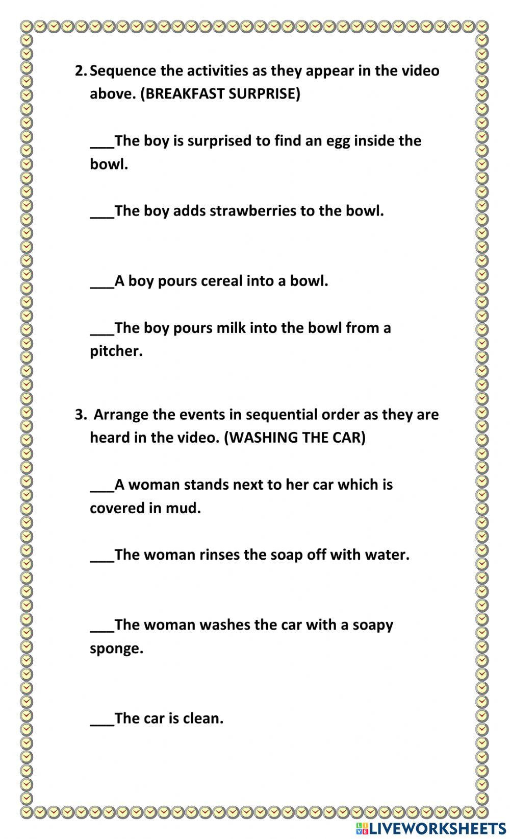 COMPREHENSION SEQUENCING online exercise for | Live Worksheets