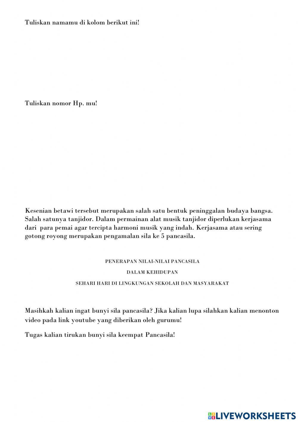Tematik PLBJ & PPKn worksheet | Live Worksheets
