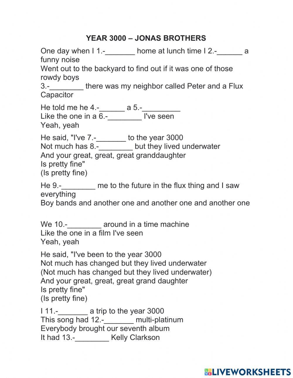 Year 3000 worksheet | Live Worksheets