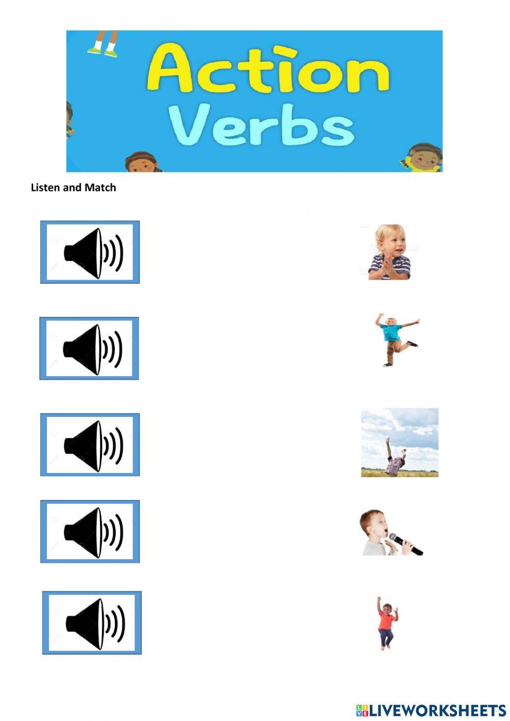 Action verbs KINDER 5 worksheet | Live Worksheets