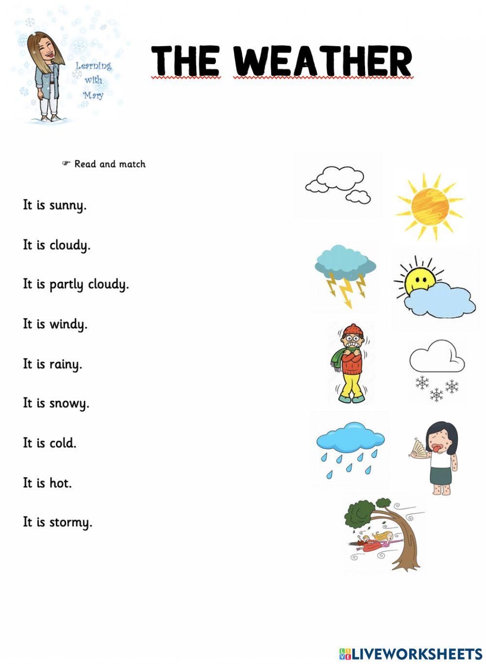 Weather: read and match worksheet | Live Worksheets