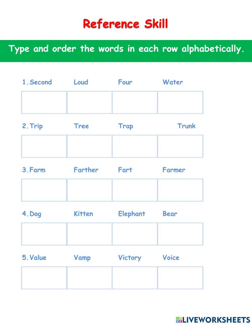 Reference Skills worksheet | Live Worksheets